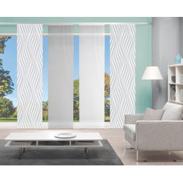 Schiebegardine Vision S, B:60cm H:260cm, grau, Polyester, Wohnzimmer, Gardinen, "4ER SET WAVE", HxB: 260x60, Schiebevorhang 4er Set Digitaldruck