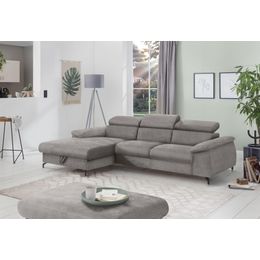 Ecksofa COTTA, B:244cm H:72cm T:166cm, grau, Microfaser (100% Polyester);Flachgewebe (100% Polyester), Wohnzimmer, Sofas, "Kitty L-Form, B: 242 cm",