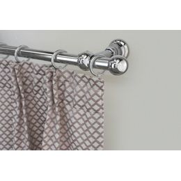 Gardinenstange Garesa, L:310cm &Oslash;:20mm, grau, Metall, Gardinenstangen, "ANDREA", Vorhanggarnitur, verl&auml;ngerbar, Endknopf Kugel kurz, mit Ringen