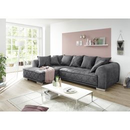 Ecksofa, B:319cm H:73cm T:194cm, grau, ED EXCITING DESIGN, 100% Polyester, Wohnzimmer, Sofas, "Sentina L-Form", mit Rückenkissen