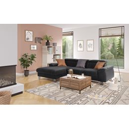 Ecksofa COTTA, B:244cm H:72cm T:166cm, schwarz, 88% POLYESTER (PES) 12% POLYAMID (PA), Sofas, "Komaris L-Form, B: 244 cm", mit Kopfteilverstellung,