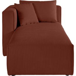 Ottomane Home Affaire, B:100cm H:75cm T:182cm, orange, Struktur Hahnentritt (67% Polypropylen 33% Polyester);Fellimitat (100% Polyester);Samtcord