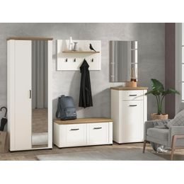 Garderoben-Set Home Affaire, B:239cm H:194,5cm T:41cm, wei&szlig;, MDF, Spanplatte, Flur, Kastenm&ouml;bel-Sets, "Valencia"