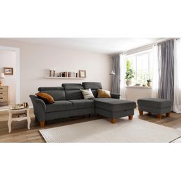 Ecksofa Home Affaire, B:256cm H:84cm T:167cm, braun, 100% Polyester, Wohnzimmer, Sofas, "Conville L-Form", Federkern, wahlweise mit Bettfunktion und