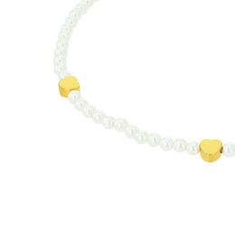 Amor Damen Fu&szlig;kette "mit Herzen", Edelstahl Perlengelbgoldfarben, wei&szlig;, Edelstahl, Perlen, Fu&szlig;ketten, mit Glasperle
