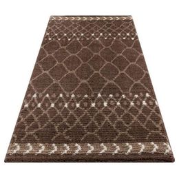 Teppich Carpet City, B:80cm H:10mm L:300cm, braun, Polyester, Wohnzimmer, Teppiche, "April 2312", L&auml;ufer, weich durch Microfaser, Boho Ethno Look,