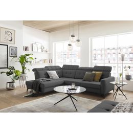Ecksofa Musterring, B:272cm H:84cm T:214cm, grau, 100% Polyester, Wohnzimmer, Sofas, "MR 4615", mit Kopf- und R&uuml;ckenverstellung, Metallfu&szlig; schwarz,