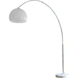 Salesfever Bogenlampe, 1, &Oslash; 40cm H: 206cm, 1 Stk., wei&szlig;, Wohnzimmer, Leuchten, H&ouml;henverstellbar und mit Dimmschalter, echter Marmorfu&szlig;