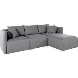 Ecksofa OTTO HOME, B:262cm H:74cm T:172cm, grau, Samtoptik (100% Polyester);Struktur (100% Polypropylene);Webstoff (100% Polyester);Struktur fein