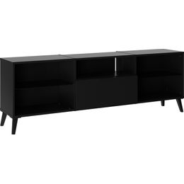 TV-Board FMD, B:153,5cm H:40cm T:31,7cm, schwarz, Sideboards, "Dark"