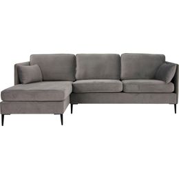 Ecksofa Home Affaire, B:235cm H:83cm T:163cm, grau, 100% Polyester, Wohnzimmer, Sofas, "Light L-Form", inklusive loser Zierkissen, mit schmalen