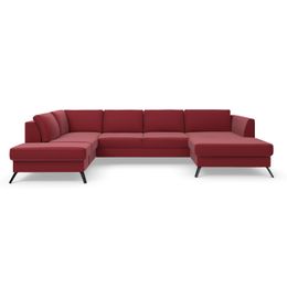 Sit & More Wohnlandschaft SIT & MORE, B:335cm H:88cm T:201cm, rot, 100% Polyester, Sofas, "Olsen U-Form", inklusive Sitztiefenverstellung, wahlweise mit