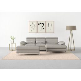 Sit & More Ecksofa SIT & MORE, B:295cm H:87cm T:180cm, grau, Wohnzimmer, Sofas, "Cabrio L-Form, B: 295 cm, mit Sitztiefen-, Arm- & Kopfteilverstellung", 2
