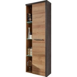 Hochschrank Welltime, B:48cm H:160cm T:31cm, grau, FSC-zertifizierter Holzwerkstoff, Badezimmer, Schr&auml;nke, "Bilbao", H&auml;nge-Badschrank mit innen
