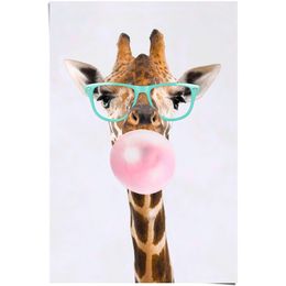 Poster Reinders, B:61cm H:91,5cm, braun, Papier, K&uuml;che, Bilder, "Poster Funky Giraffe"