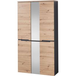 Garderobenschrank Innostyle, B:105cm H:192cm T:38cm, braun, ABS-Kunststoff, Dekorfolie, Hartfaserplatte, MDF, Spanplatte, Flur, Schränke, "MEMPHIS,