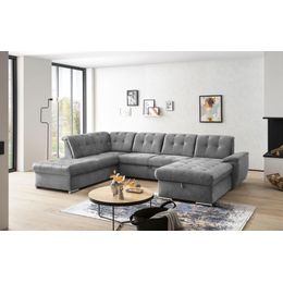 Wohnlandschaft, B:340cm H:92cm T:248cm, grau, exxpo - SOFA FASHION, Sofas, "Durango, aufwendige Sitz- und Rückenverarbeitung, bequem, U-Form", inkl.