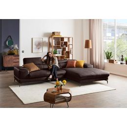 Ecksofa W.Schillig, B:303cm H:70cm T:193cm, braun, Longlife Xtra-Leder Z69: Das feinnarbige, gedeckte Softleder Z69 besticht durch seine