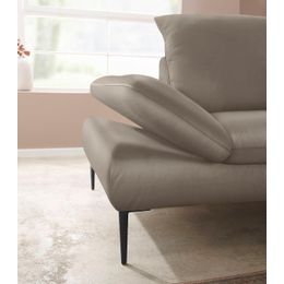 Ecksofa W.Schillig, B:294cm H:87cm T:185cm, braun, Chenille-Flachgewebe R66 (85% Polyester, 15% Nylon);Longlife Xtra-Leder Z59: Glattleder mit