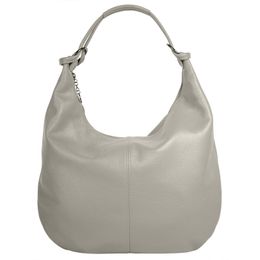 CLUTY Damen Shopper, grau, Leder, leicht glänzend, unifarben, Taschen, echt Leder, Made in Italy