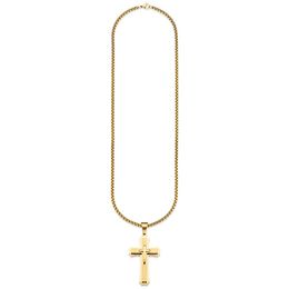 Bruno Banani Herren Kette mit Anh&auml;nger "Schmuck Geschenk Halskette Kreuz Venezianerkette", Edelstahl, L: 55 B: 3mm, gold, Edelstahl, B:3mm, Halsketten