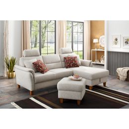 Ecksofa Home Affaire, B:244cm H:89cm T:163cm, beige, 100% Polyester;Struktur (100% Polyester);Luxus-Microfaser in Lederoptik (100% Polyester),