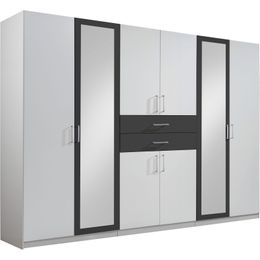 Kleiderschrank wimex, B:270cm H:207cm T:58cm, weiß, Kinderzimmer, Schränke, "Diver Drehtürenschrank mit Spiegel, 180, 225 o. 270cm breit", Bestseller