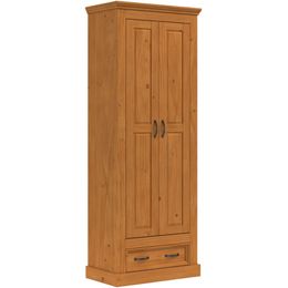 Garderobenschrank Home Affaire, B:70cm H:185cm T:40cm, beige, Massivholz, Flur, Schr&auml;nke, "Selma"