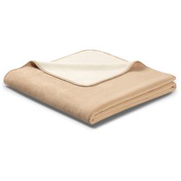 Wohndecke Biederlack, B:150cm L:200cm, beige, Baumwolle, Polyacryl, Polyester, Wohndecken, "Wohndecke Doubleface mit geketteltem Zierstich", Made in
