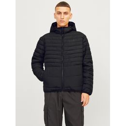 Jack & Jones JACK & JONES Herren Steppjacke "JJESTATE PACKABLE PUFFER HOOD NOOS", schwarz, Gr. XS, unifarben, Web, Obermaterial: 100% Polyester, Jacken, mit Kapuze