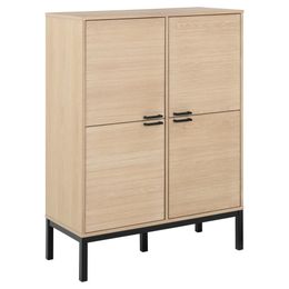 Anrichte ACTONA GROUP, B:91cm H:120cm T:40cm, beige, K&uuml;che, Sideboards, "Kensington", Schrank, 4 T&uuml;ren und 6 B&ouml;den weiss pigmentiert Eiche,