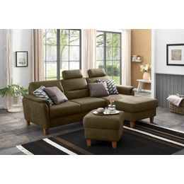 Ecksofa Home Affaire, B:244cm H:89cm T:163cm, grün, 100% Polyester;Struktur (100% Polyester);Luxus-Microfaser in Lederoptik (100% Polyester),