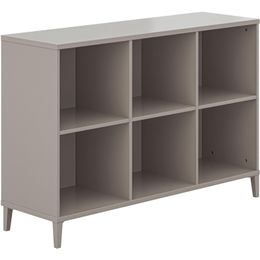 Sideboard YUNY BY PAIDI, B:123,4cm H:83,7cm T:38cm, grau, Spanplatte, Wohnzimmer, Sideboards, "BROTHER STU mit 6 offenen Fächern", stabiles und