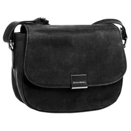 Bruno Banani Damen Umh&auml;ngetasche, schwarz, Leder, unifarben, Taschen, echt Leder