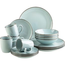 M&auml;ser M&Auml;SER Kombiservice "METALLIC RIM, Geschirr-Set, Steinzeug", 16 Stk.mint, Geschirr-Sets
