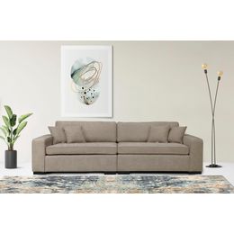 2-Sitzer Home Affaire, B:220cm H:86cm T:100cm, beige, 100% Polyester, Sofas, "Skara", Lounge-Sofa mit Federkernpolsterung, in vielen Bezugsvarianten