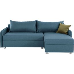 Ecksofa Collection AB, B:218cm T:141cm, blau, 100% Polyester, Wohnzimmer, Sofas, "Sunny L-Form", inkl. Bettfunktion und Bettkasten