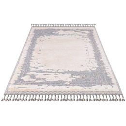 Hochflor-Teppich Carpet City, B:160cm H:20mm L:230cm, grau, Polypropylen, Teppiche, "Valencia 908", L&auml;ufer, Boho-Stil, 3D-Effekt, Relief,