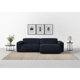 Ecksofa Trendmanufaktur, B:255cm H:72cm T:160cm, blau, 100% Polyester, Wohnzimmer, Sofas, "Braga, mit hochwertigem Kaltschaum, L-Form, in Cord