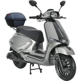 Alpha Motors Motorroller "Napoli 50 ccm 45 km/h EURO 5 (mit/ohne Topcase)", mit Topcase, 45 km/h, silber, Motorroller