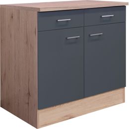 Unterschrank Flex-Well, B:80cm H:85cm T:60cm, grau, Holzwerkstoff, K&uuml;che, Schr&auml;nke, "Morena", (B x H x T) 80 x 85 x 60 cm, f&uuml;r viel Stauraum