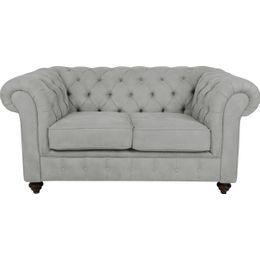 Chesterfield-Sofa Home Affaire, B:147cm H:74cm T:89cm, grau, Samtoptik (100% Polyester);Samtoptik (100% Polyester);Luxus-Microfaser Lederoptik (100%