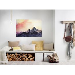 A.S. Cr&eacute;ation Leinwandbild A.S. CR&Eacute;ATION, B:90cm H:60cm, bunt, Holz, Stahl, Wohnzimmer, Bilder, "Mountain Paint", Berg Bild Landschaft Keilrahmen Leinwand-Bild