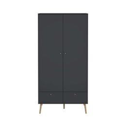 Kleiderschrank Andas, B:98,7cm H:200,1cm T:58,1cm, grau, Spanplatte, Kinderzimmer, Schr&auml;nke, "Bodo, Dreht&uuml;renschrank, Aufbewahrung Kasten Schrank