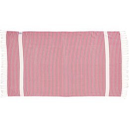 Plaid done., B:100cm L:180cm, pink, Baumwolle, Wohndecken, "Lounge Stripes", Leichtes Plaid mit geknoteten Fransen