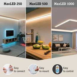 Paulmann LED-Streifen "MaxLED 1000 LED Strip Warmweiß Basisset", Dioden 384 Stk., Gesamtlänge 3m, silber, Küche, Lichterketten