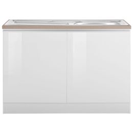 Sp&uuml;lenschrank KOCHSTATION, B:120cm H:85cm T:60cm, wei&szlig;, K&uuml;che, Schr&auml;nke, "KS-Ohio", Breite 120 cm