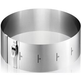 Gefu Backrahmen "Tortenring TONDO CLIP, H 10 cm", B/H/T: 30cm x 10cm, silber, Speiseringe, Patentierter Sicherungsclip fixiert den Ring auf der