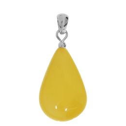 OSTSEE-SCHMUCK Damen Kettenanh&auml;nger "- Tropfen flach, ca. 22 mm lang - Silber 925/000 - Bernstein -", Bernstein, silber, Bernstein, Schmuckanh&auml;nger