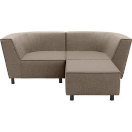 Ecksofa DOMO collection, B:206cm H:77cm T:103cm, braun, 100% Olefin, Garten, Sofas, "Sonna, individuell zusammenstellbar L-Form", Gartenlounge-Set